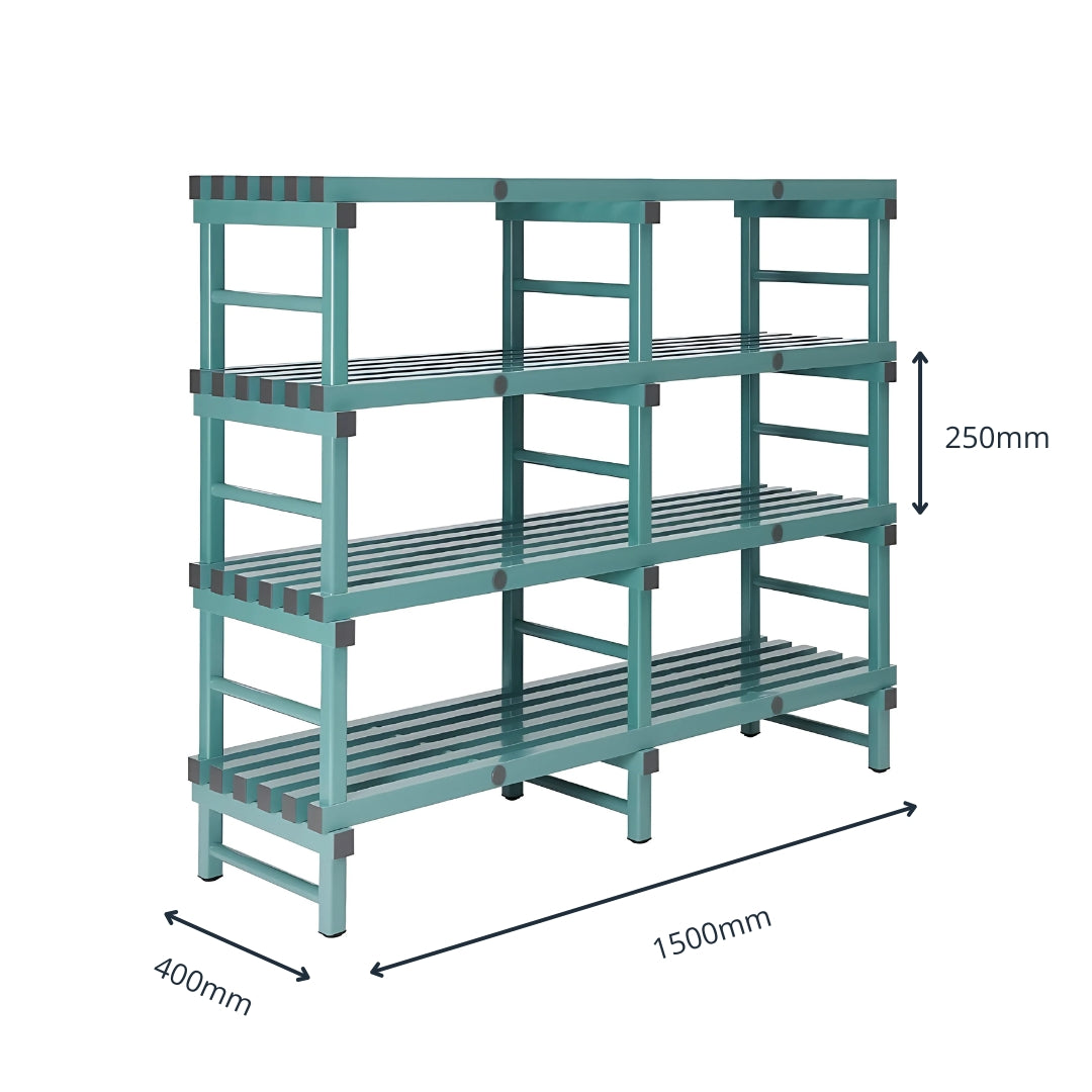Double Bay Plastic Racking – Food-Safe 4 or 5 Shelf Storage – Fletcher