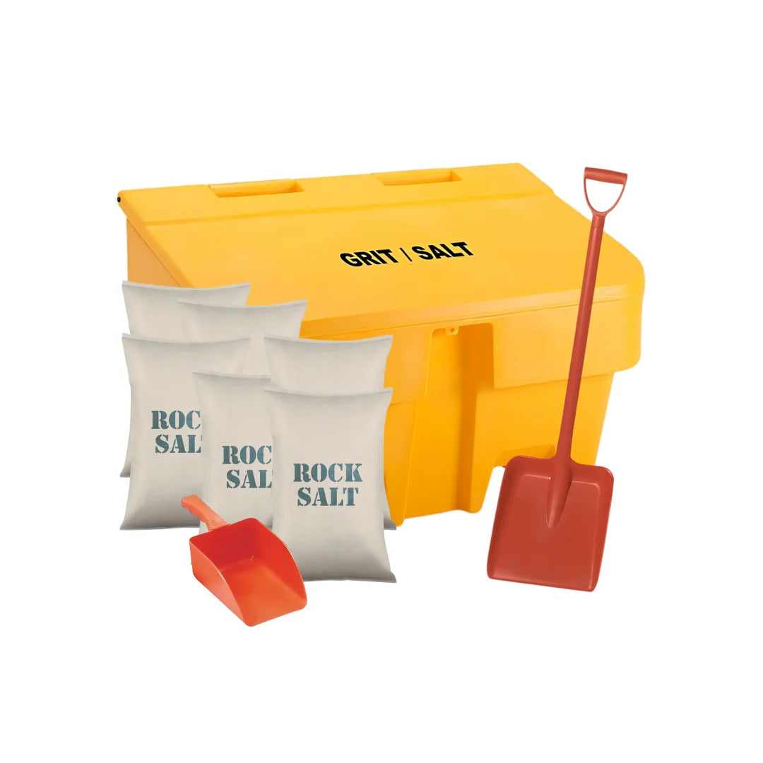 Grit Bin & Rock Salt Bundle – 200L Capacity, Heavy Duty Outdoor Storage ...