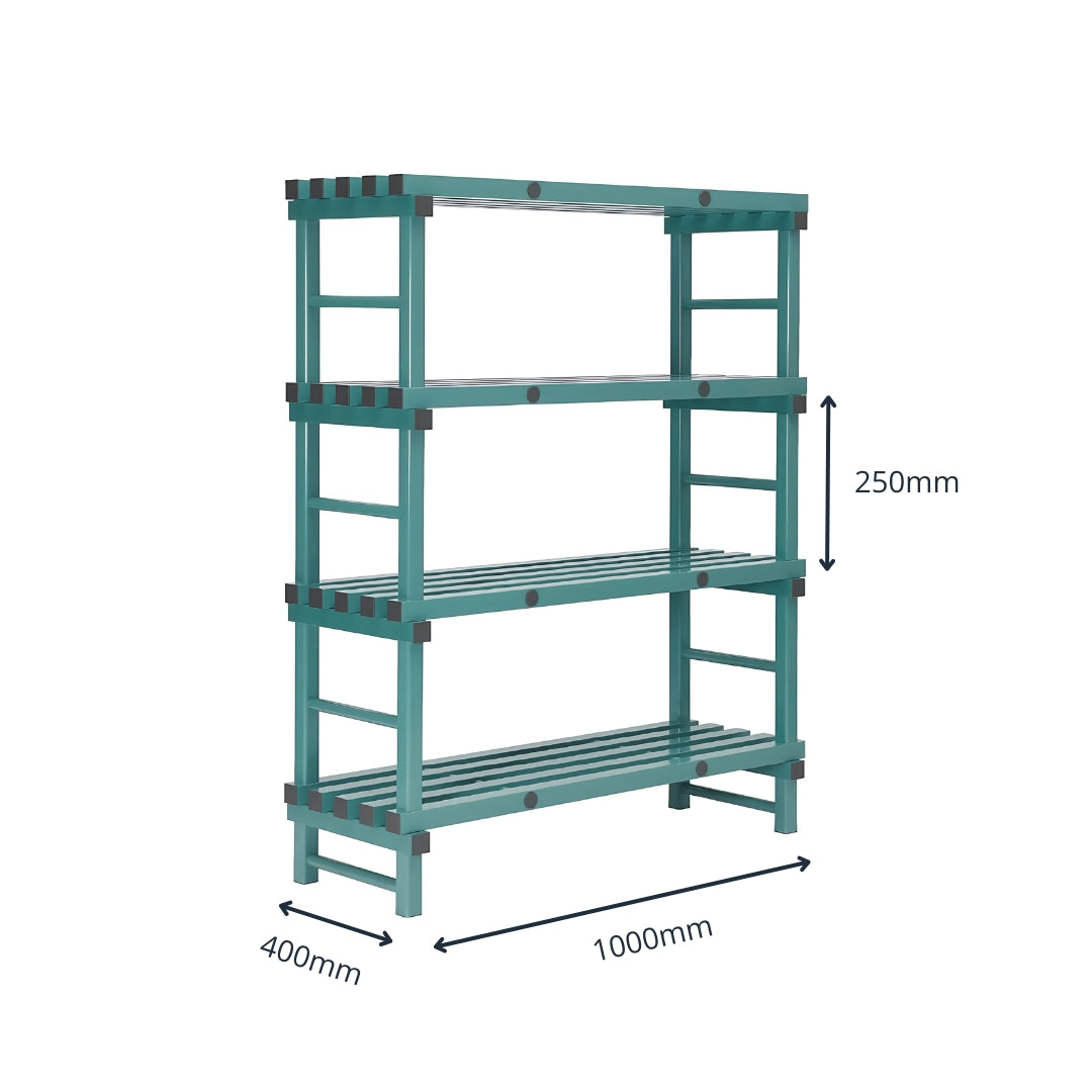 Single Bay Plastic Racking – 4 or 5 Shelf Food-Safe Storage – Fletcher