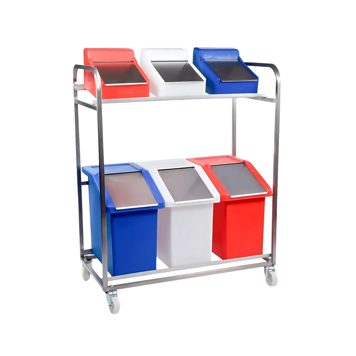 Stainless Steel Food Storage Trolley with Ingredient Bins – 6 Container ...